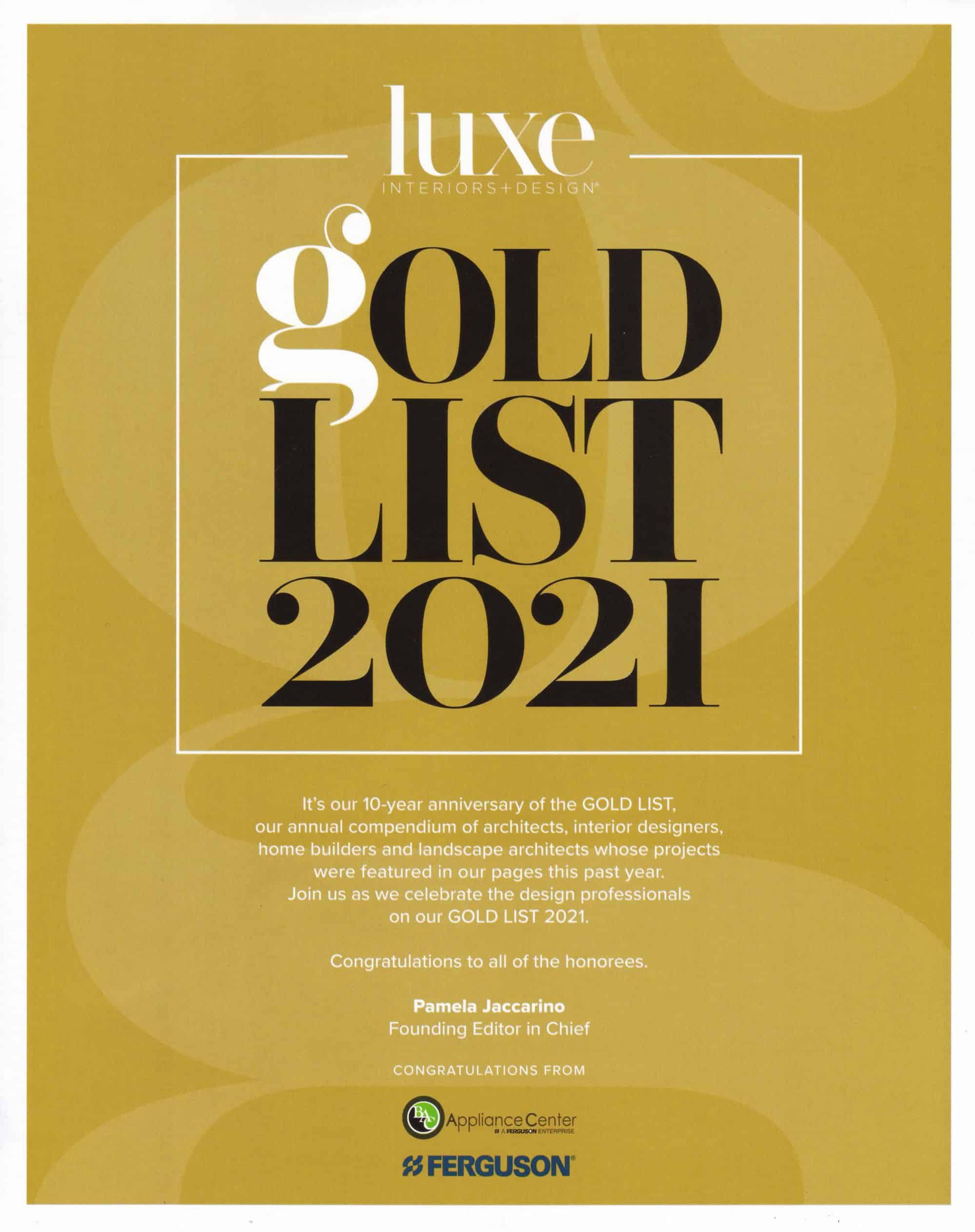 Luxe Interiors + Design Gold List - Andrea Schumacher Interiors